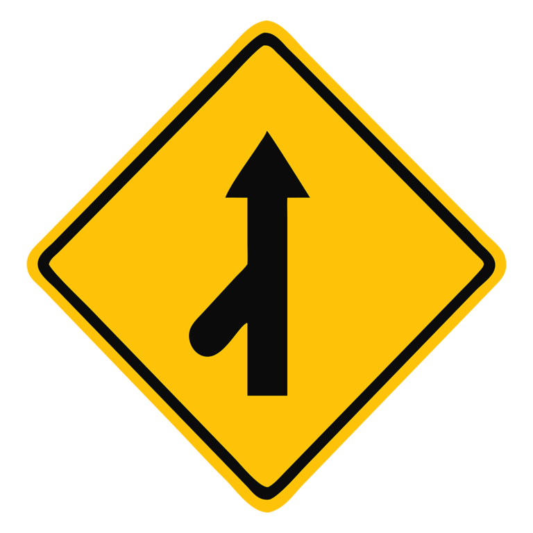 Traffic Signals and Signs: Merge Ahead Sign PNG for Road Safety | Arrow PNG