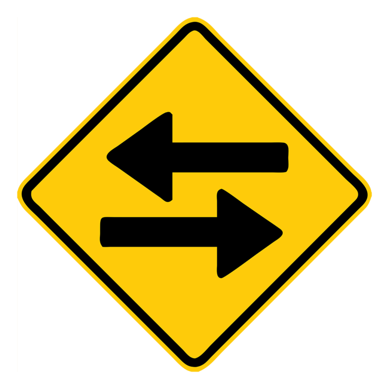 Two Way Traffic Sign - Road Direction | Arrow PNG