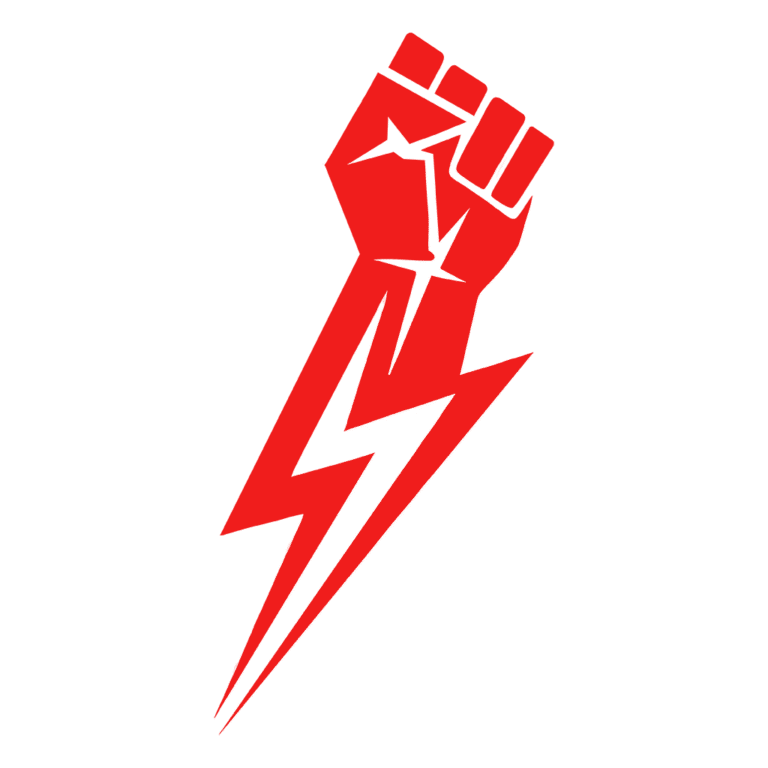 Red Power Fist with Lightning Bolt PNG Symbol | Arrow PNG