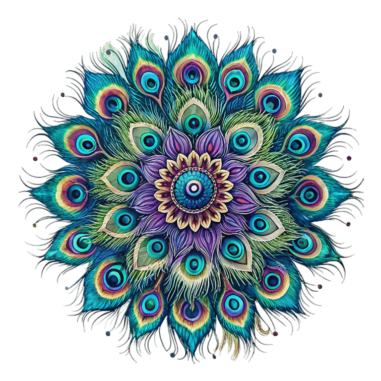 Krishna Mor Pankh Mandala Art PNG Image | Arrow PNG